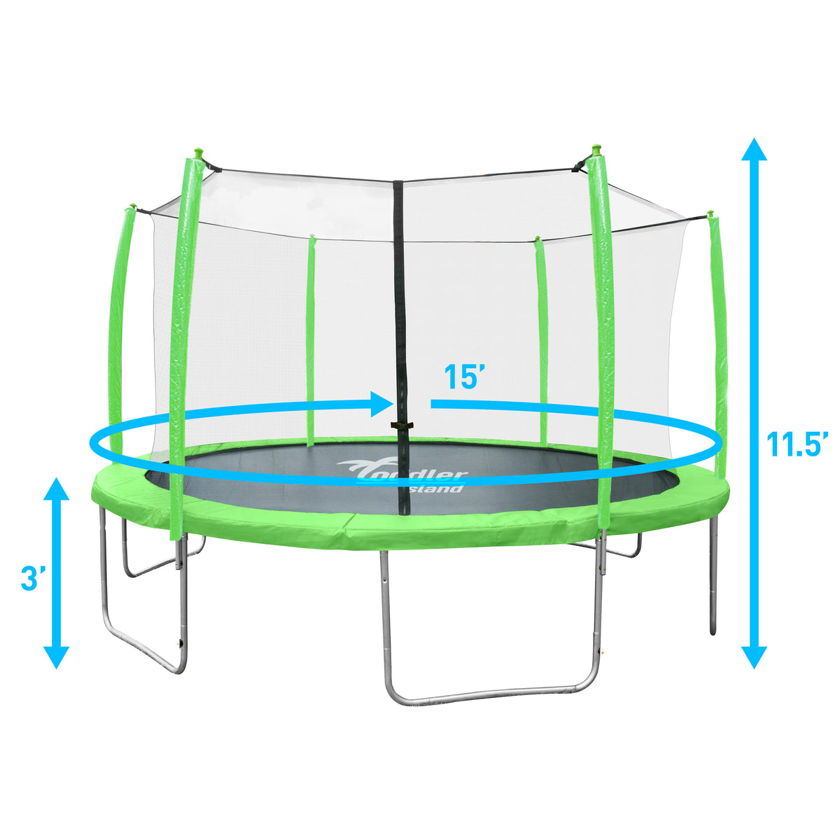 15-Foot Trampoline with Enclosure | Toddler Island