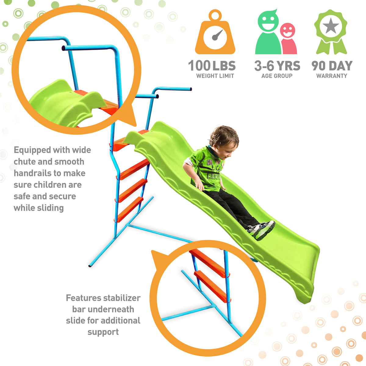 6-Foot Wavy Kids Slide, Indoor or Outdoor | Toddler Island | 2305WS